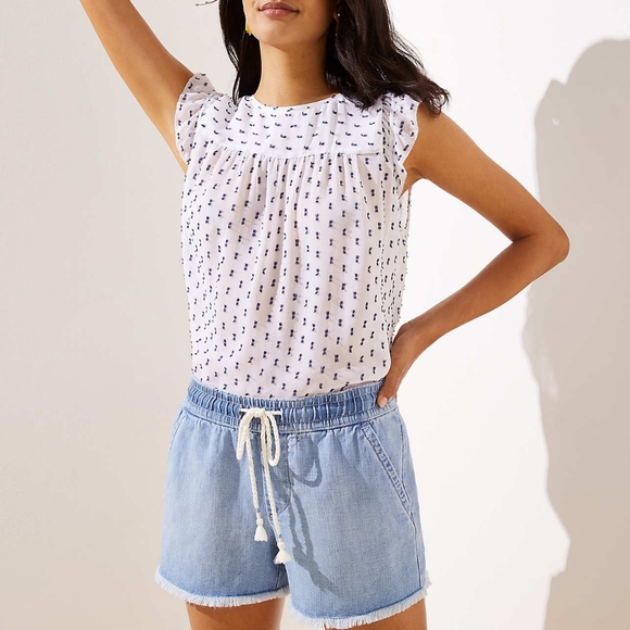 LOFT | Shorts | Nwt Loft Frayed Cotton Linen Drawstring Shorts | Poshmark